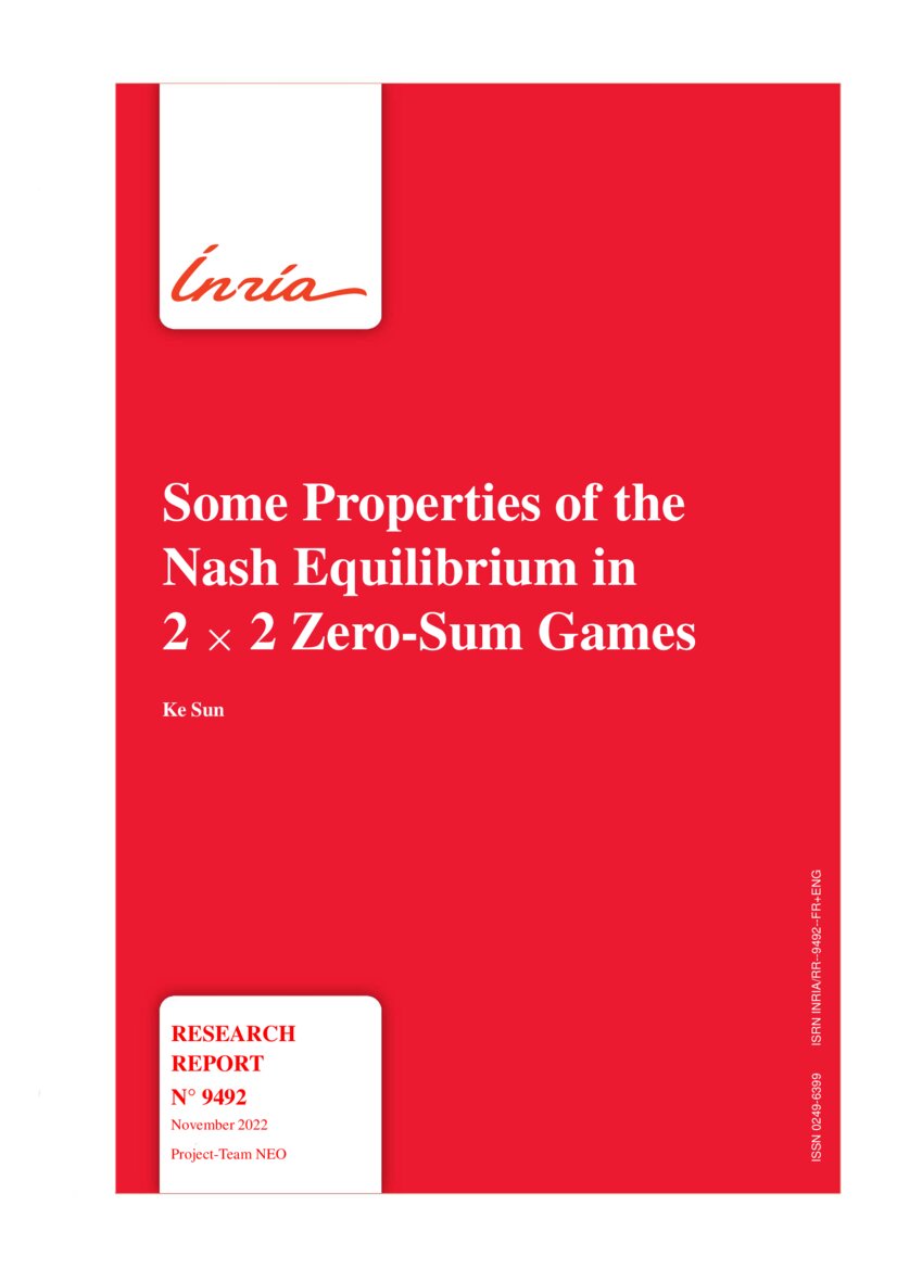 Some Properties Of The Nash Equilibrium In 2 × 2 Zero Sum Games Deepai