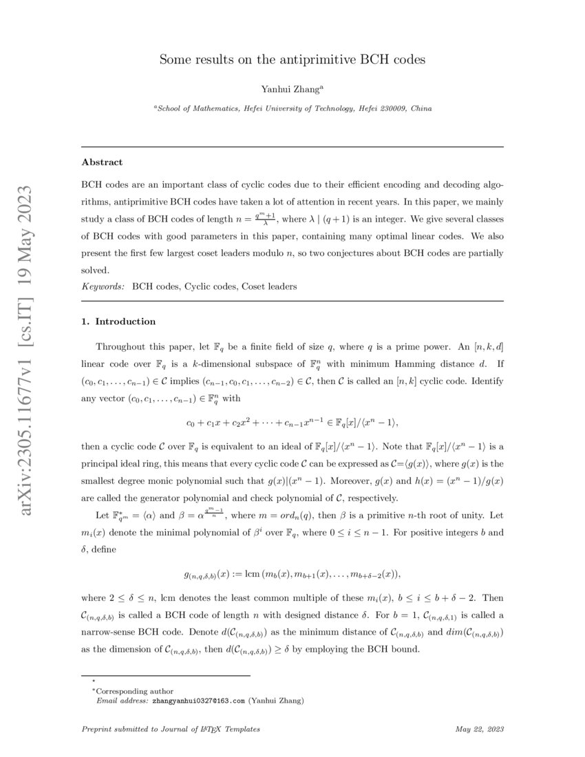 A class of LCD BCH codes of length n=q^m+1/λ | DeepAI