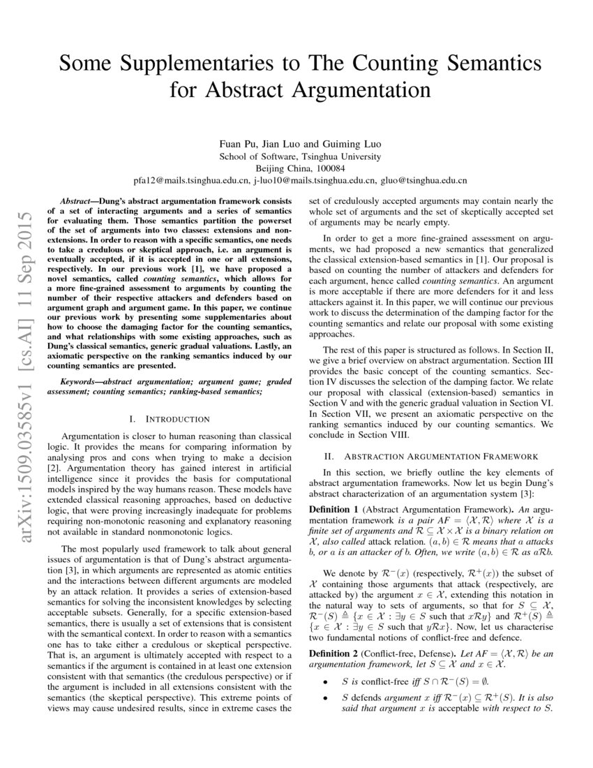 Some Supplementaries To The Counting Semantics For Abstract