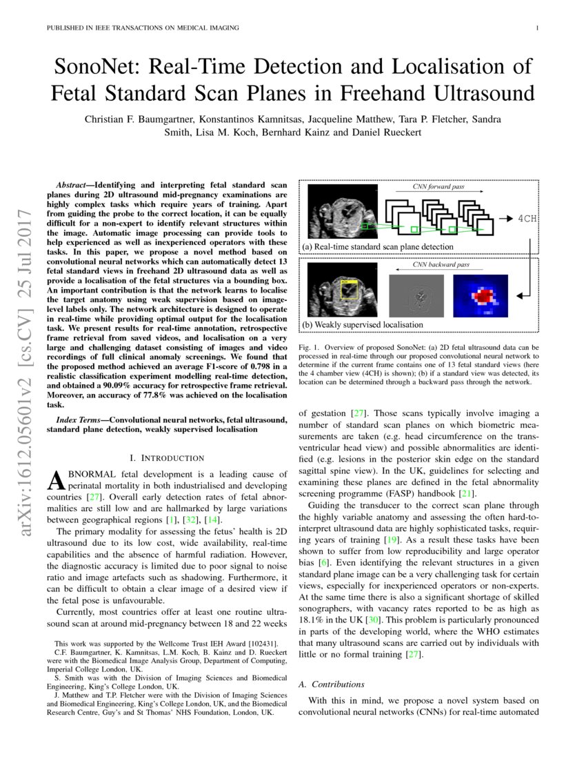 SonoNet: Real-Time Detection and Localisation of Fetal Standard Scan ...