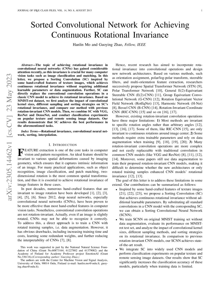 Sorted Convolutional Network For Achieving Continuous Rotational Invariance Deepai 1485