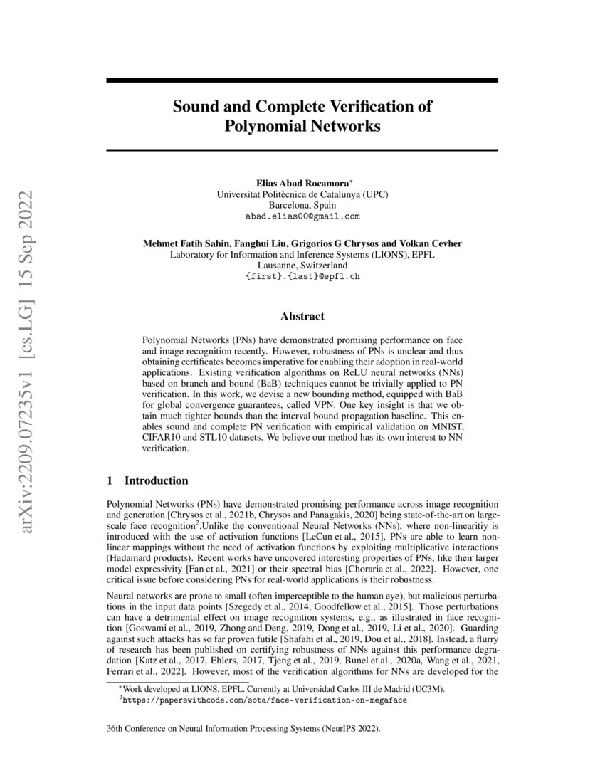 Sound and Complete Verification of Polynomial Networks | DeepAI