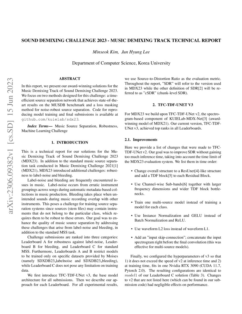 Sound Demixing Challenge 2023 Music Demixing Track Technical Report ...