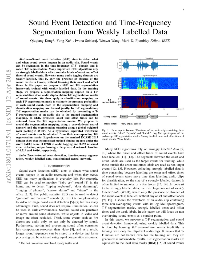 Sound Event Detection And Time Frequency Segmentation From Weakly