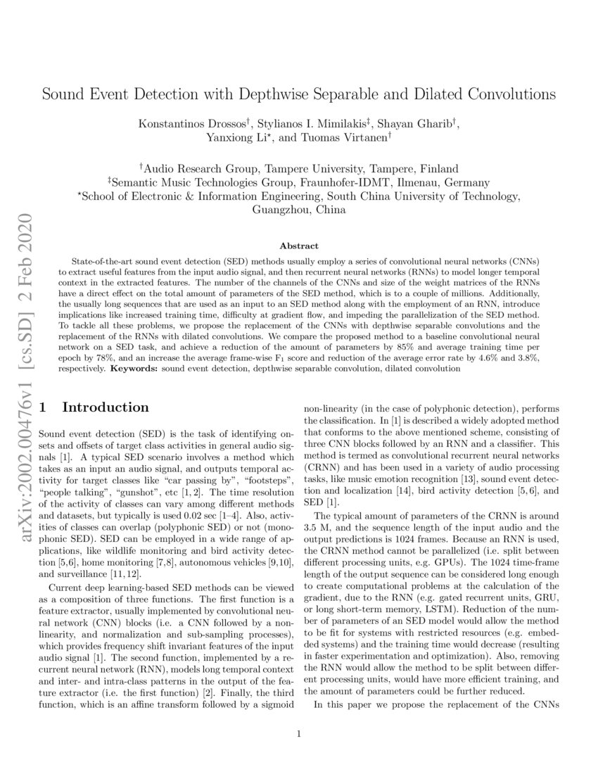 Sound Event Detection With Depthwise Separable And Dilated Convolutions