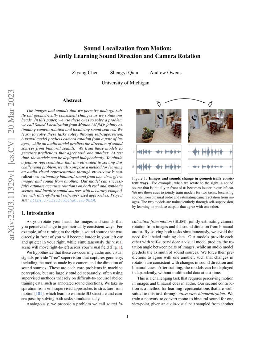 Sound Localization from Motion: Jointly Learning Sound Direction and ...