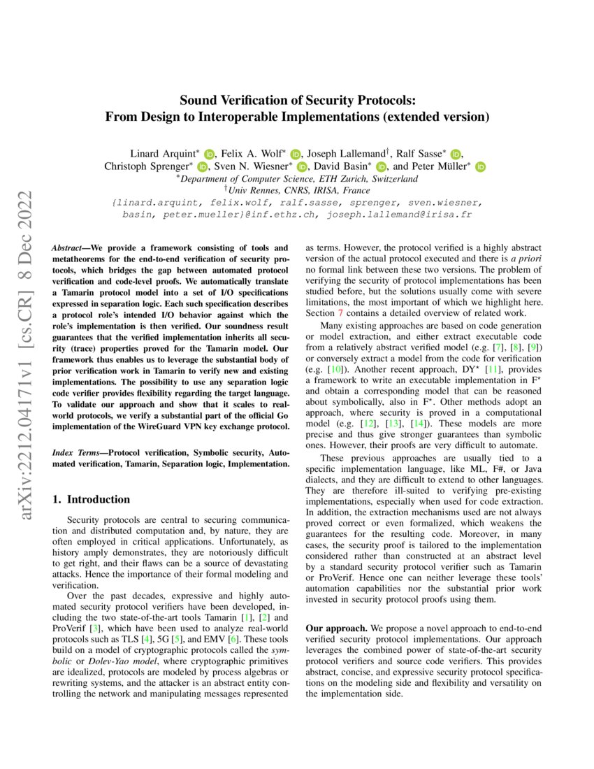 Sound Verification Of Security Protocols From Design To Interoperable Implementations Extended