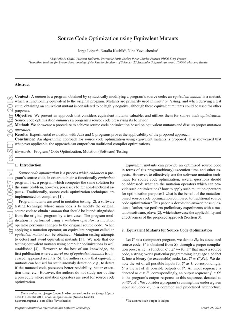 Source Code Optimization Using Equivalent Mutants Deepai 0682