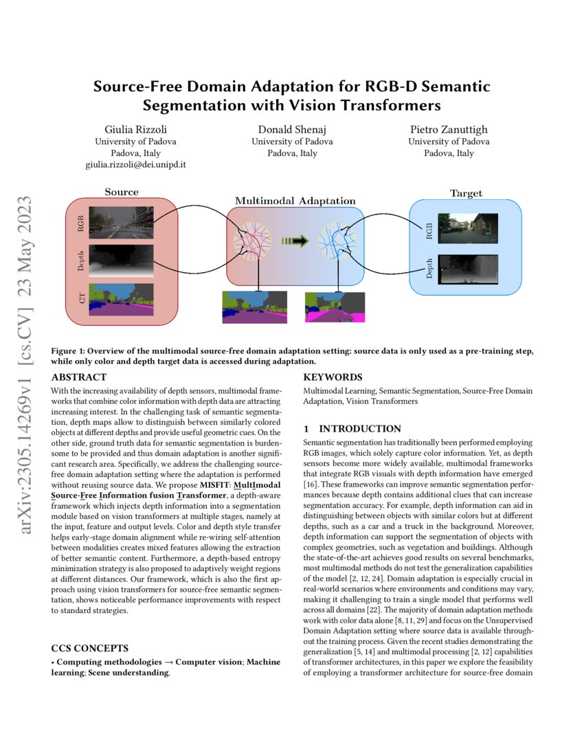 Source-Free Domain Adaptation for RGB-D Semantic Segmentation with ...