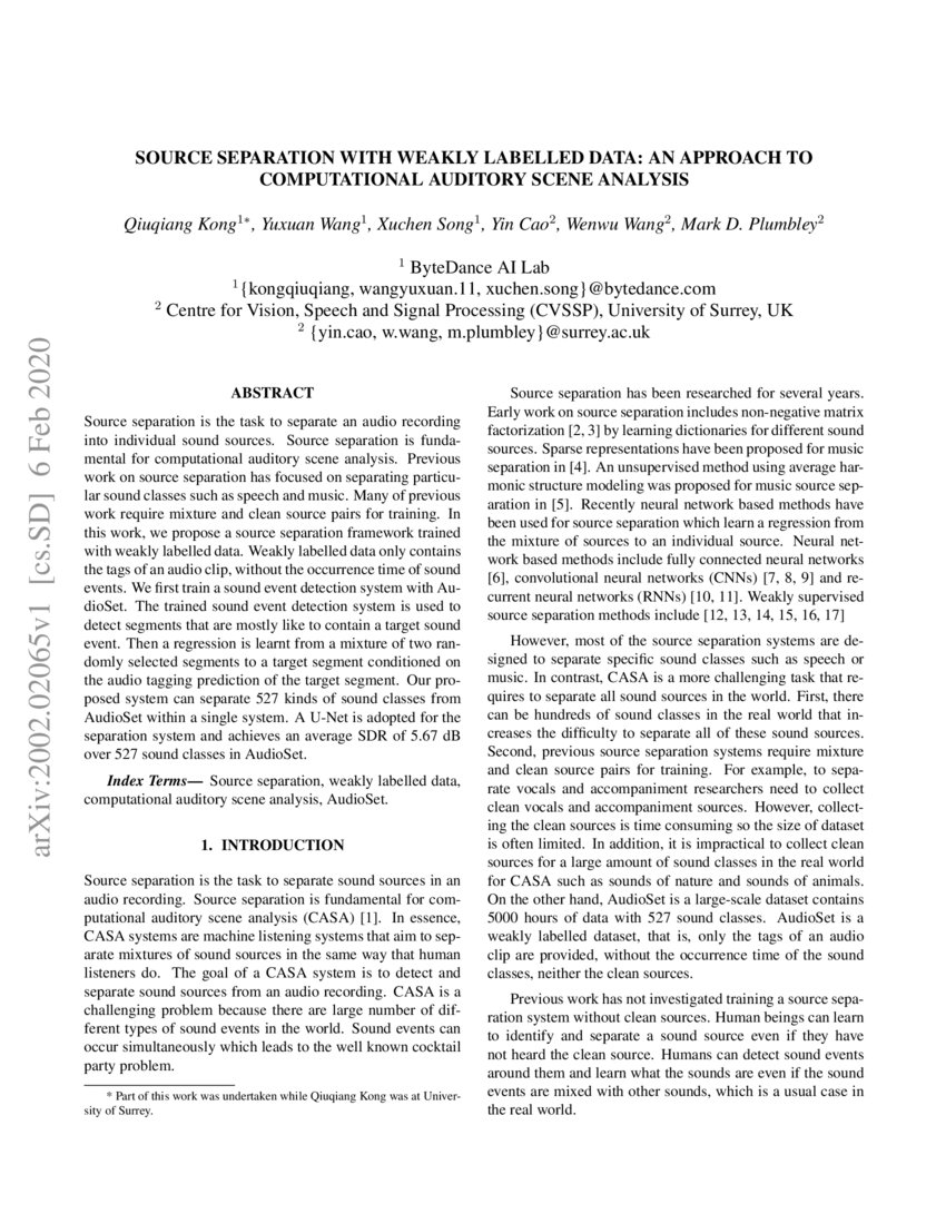 Source Separation With Weakly Labelled Data An Approach To