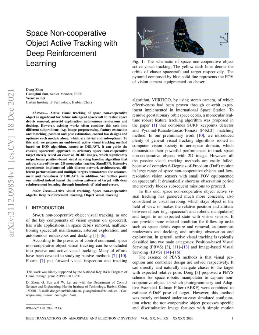 Space Non-cooperative Object Active Tracking with Deep Reinforcement Learning | DeepAI
