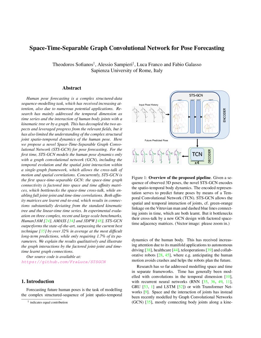 Space Time Separable Graph Convolutional Network For Pose Forecasting 7595