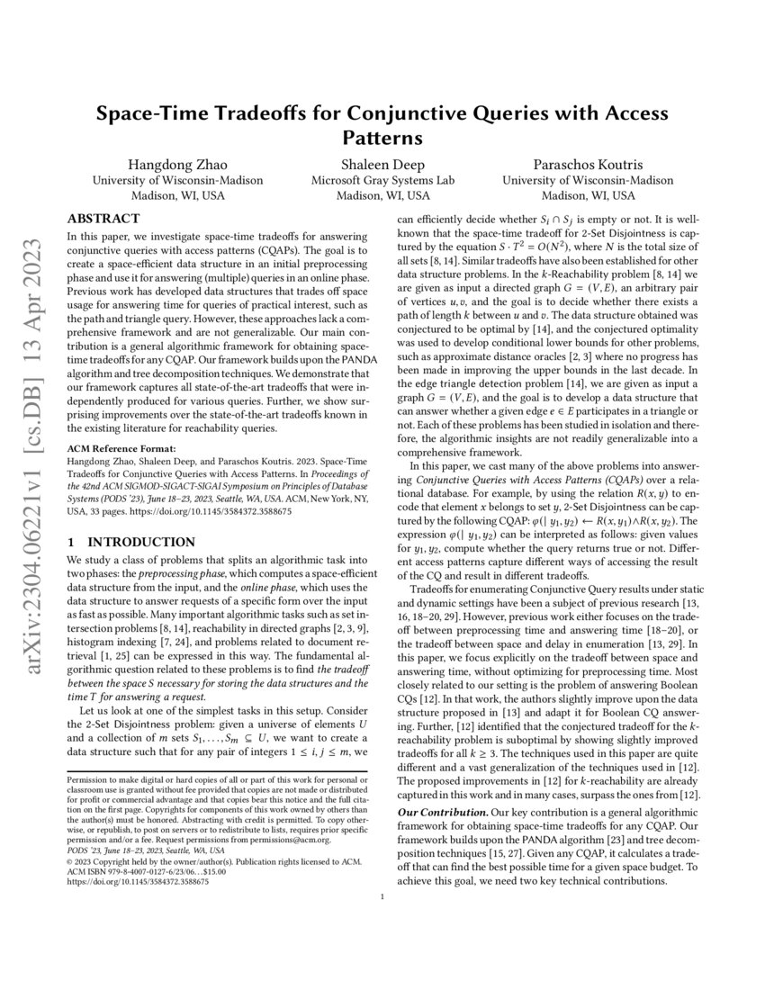 Space Time Tradeoffs For Conjunctive Queries With Access Patterns Deepai