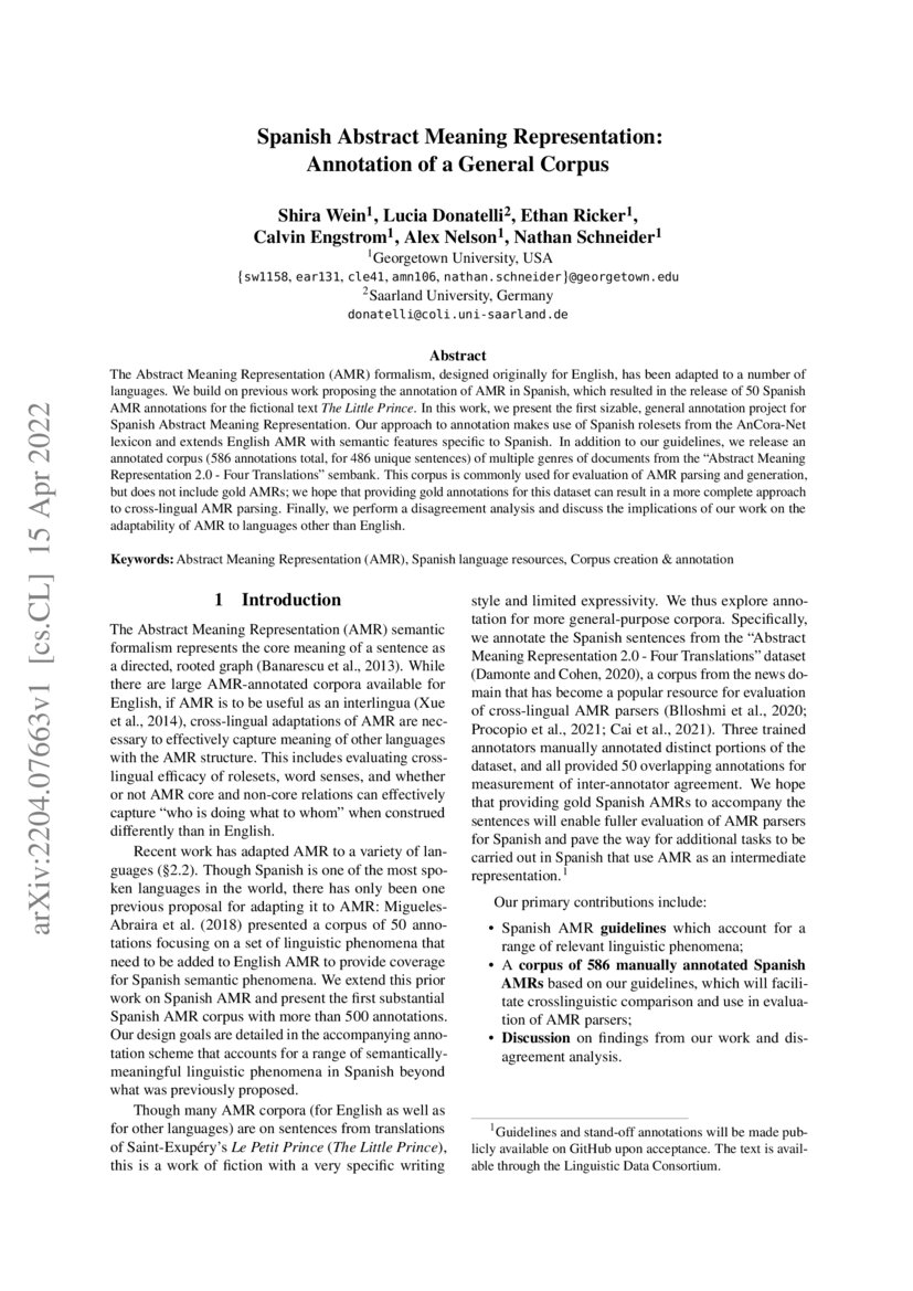 Spanish Abstract Meaning Representation Annotation Of A General Corpus