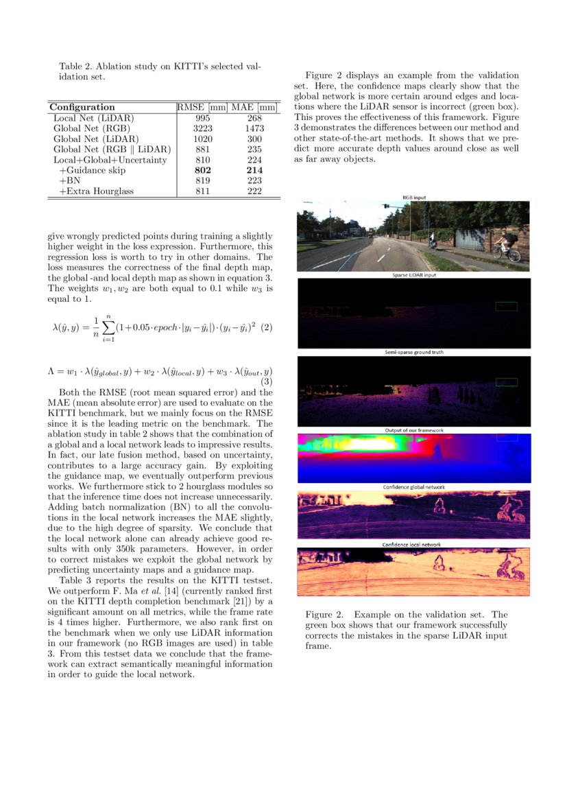 Sparse and noisy LiDAR completion with RGB guidance and uncertainty | DeepAI