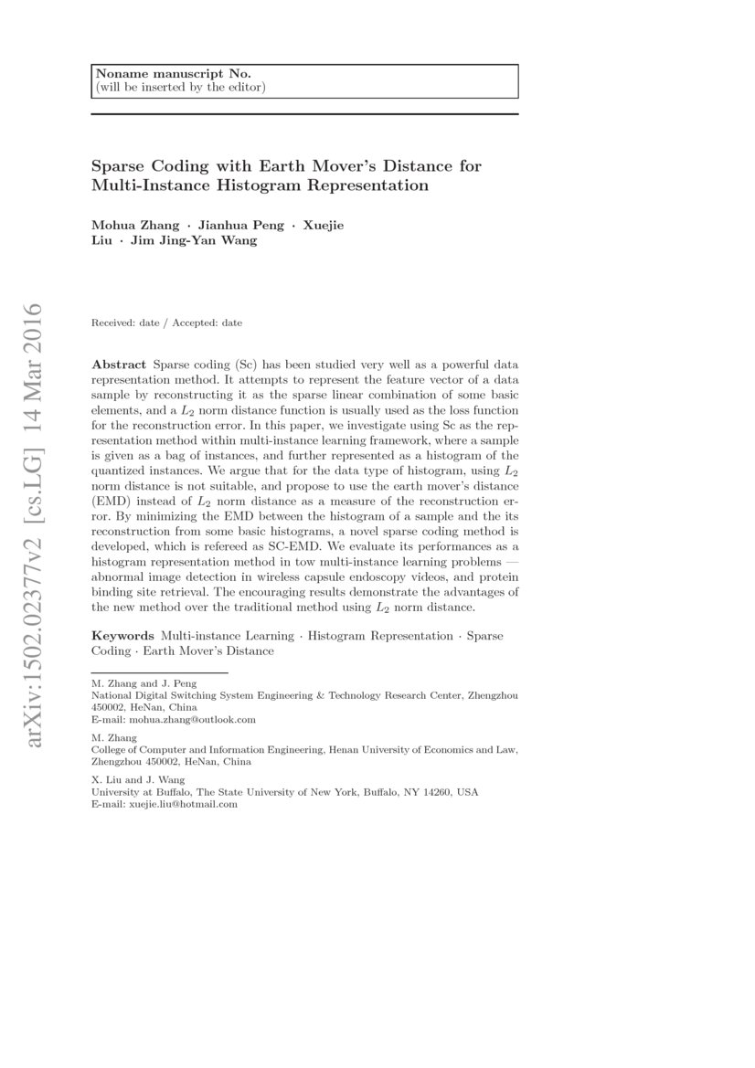 Sparse Coding with Earth Mover's Distance for Multi-Instance Histogram ...