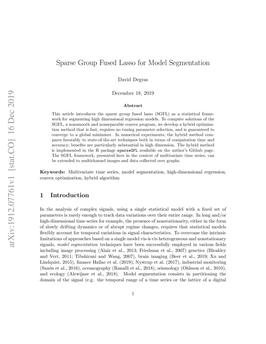 Sparse Group Fused Lasso for Model Segmentation | DeepAI