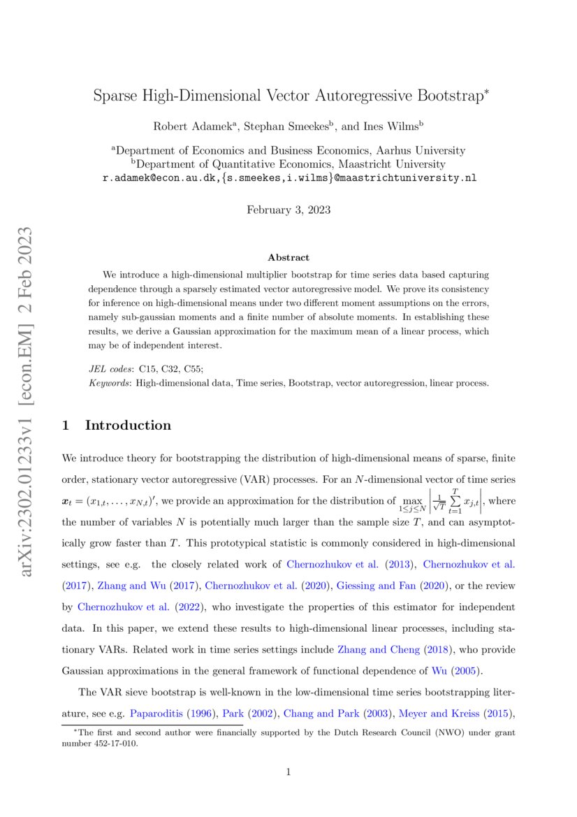 Sparse High Dimensional Vector Autoregressive Bootstrap Deepai