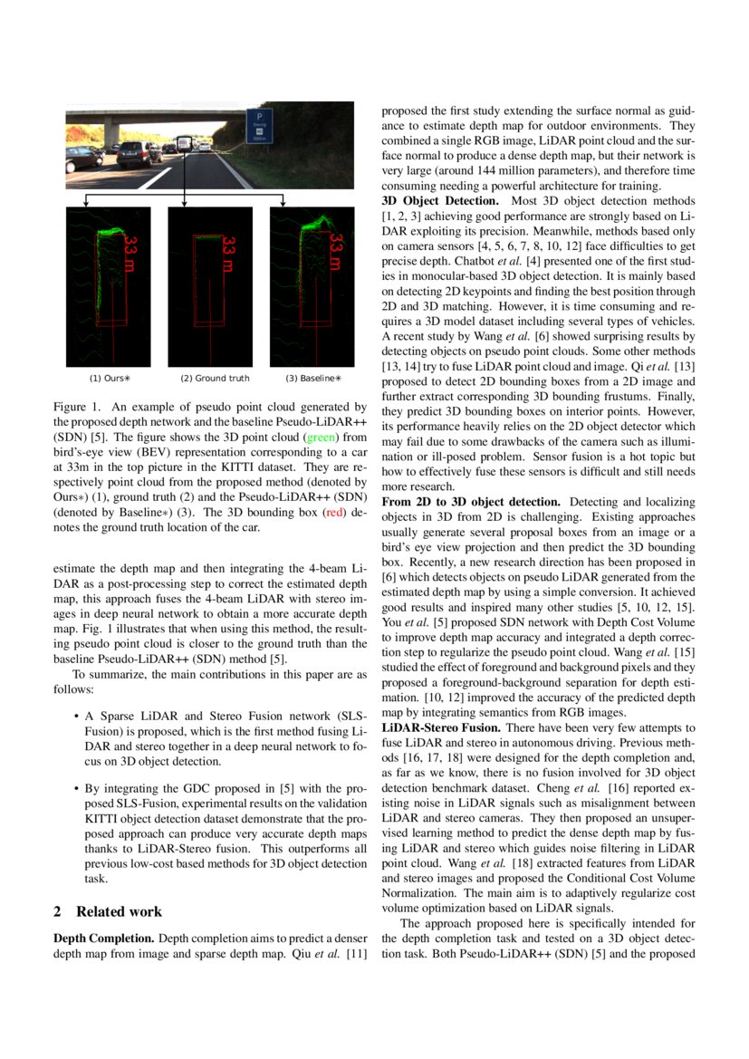 Sparse Lidar And Stereo Fusion Sls Fusion For Depth Estimationand 3d