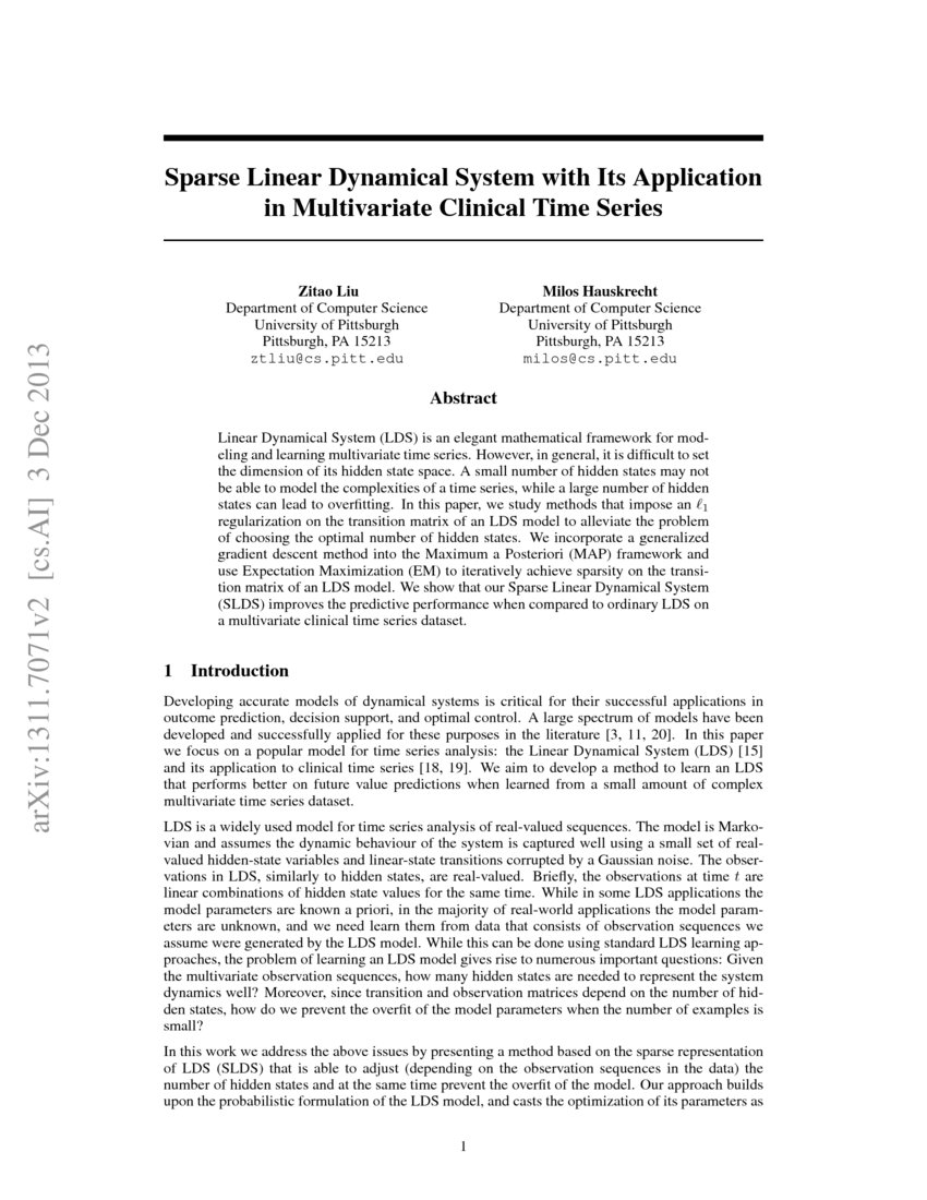 Sparse Linear Dynamical System with Its Application in Multivariate ...