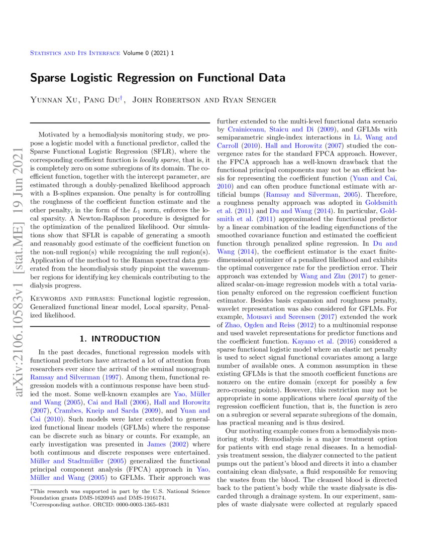 Sparse Logistic Regression On Functional Data Deepai