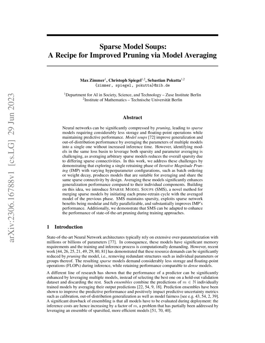 Sparse Model Soups A Recipe For Improved Pruning Via Model Averaging Deepai