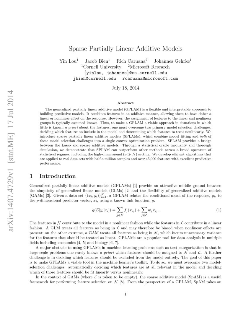 Sparse Partially Linear Additive Models Deepai