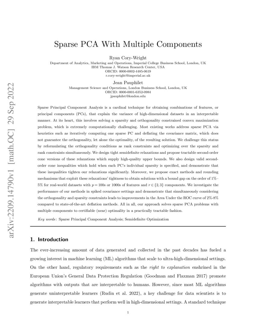 Sparse Pca With Multiple Components Deepai