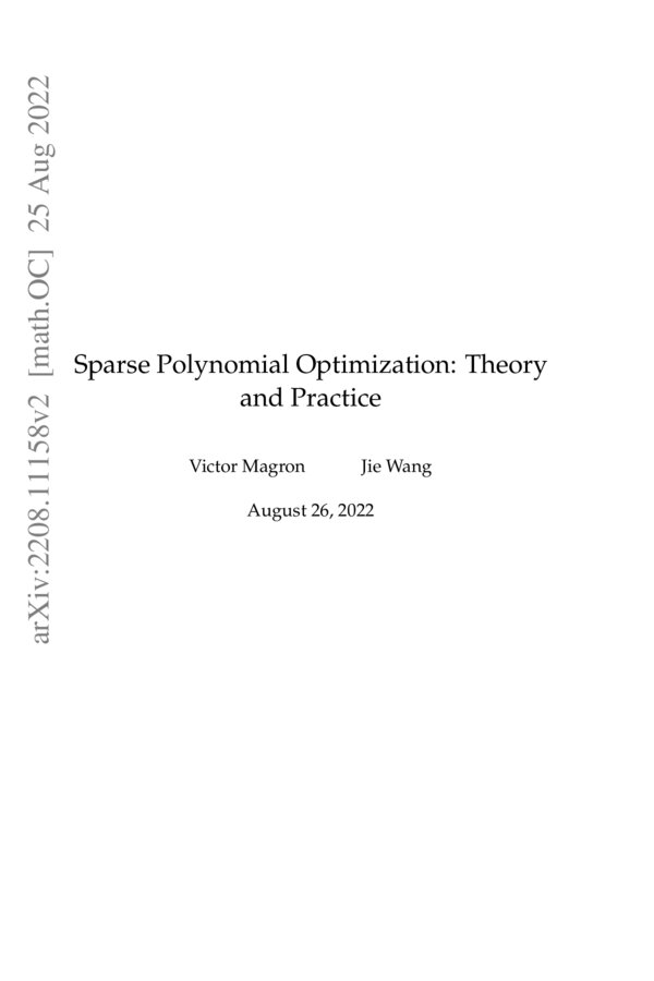 Sparse Polynomial Optimization: Theory and Practice | DeepAI Sparse Polynomial Optimization: Theory and Practice | DeepAI
