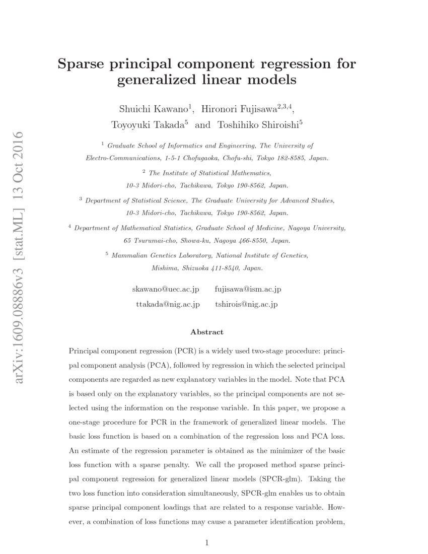 Sparse principal component regression for generalized linear models | DeepAI