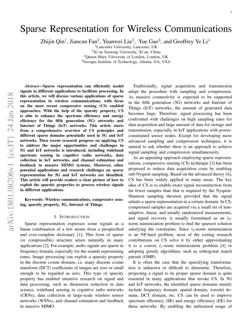 Sparse Representation for Wireless Communications | DeepAI