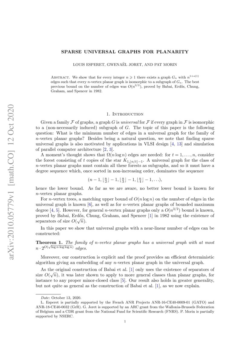 Sparse universal graphs for planarity | DeepAI