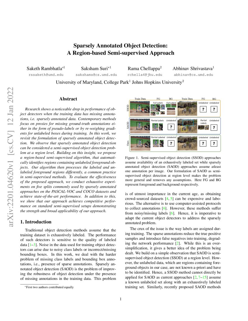 Sparsely Annotated Object Detection A Region Based Semi Supervised Approach Deepai