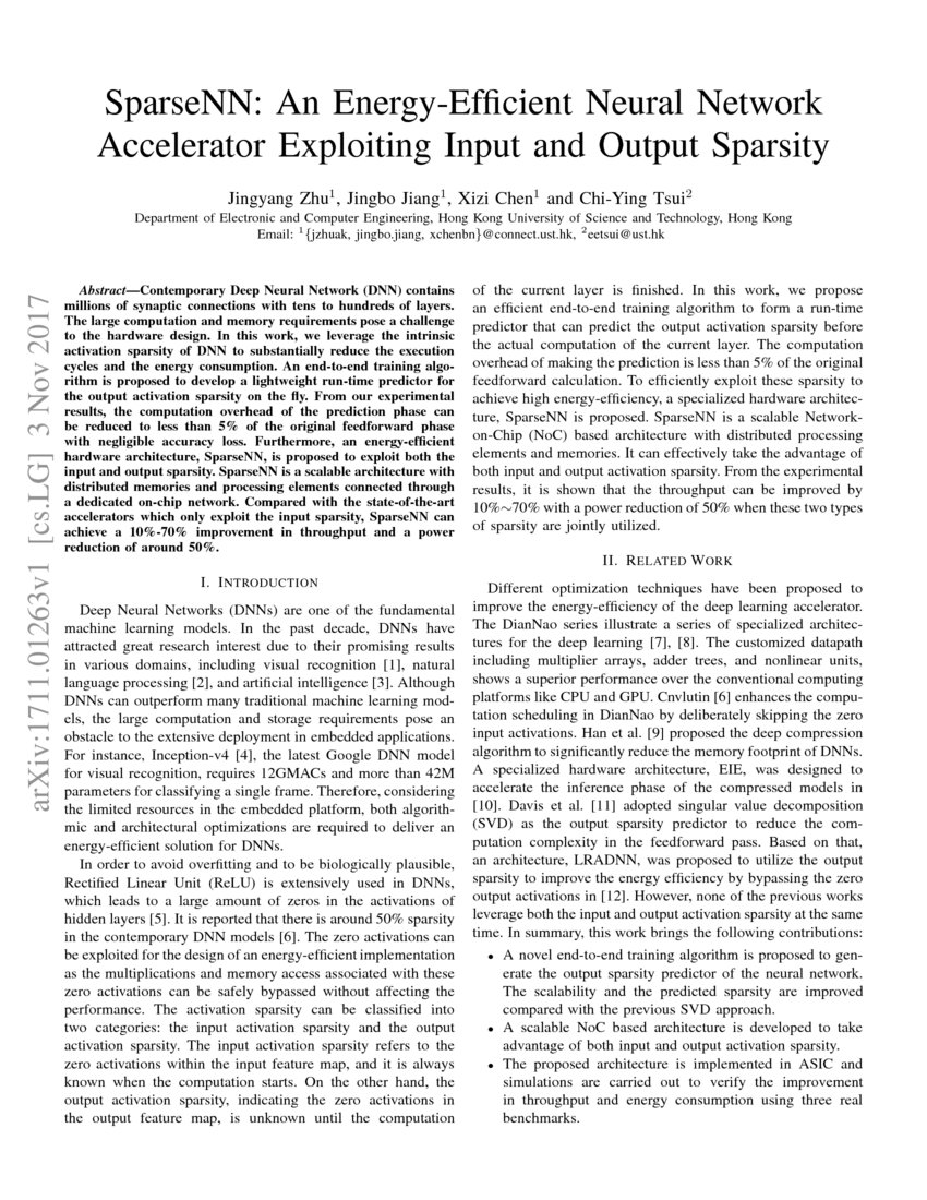 Sparsenn An Energy Efficient Neural Network Accelerator Exploiting Input And Output Sparsity
