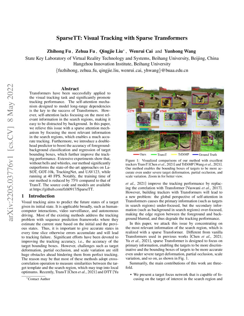 Sparsett Visual Tracking With Sparse Transformers Deepai 8472
