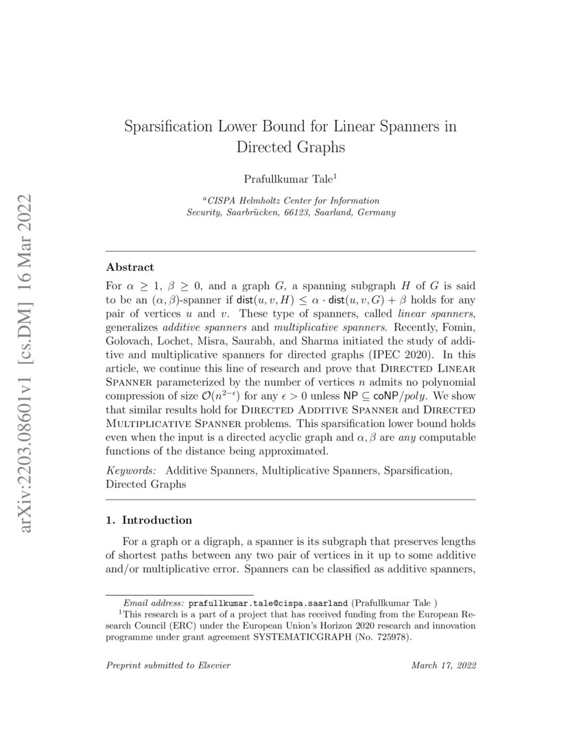 Sparsification Lower Bound for Linear Spanners in Directed Graphs | DeepAI