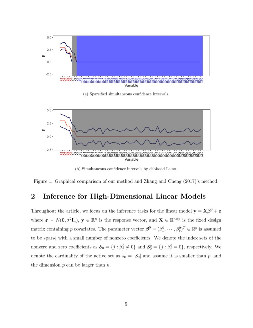 Sparsified Simultaneous Confidence Intervals For High Dimensional Linear Models Deepai 8855