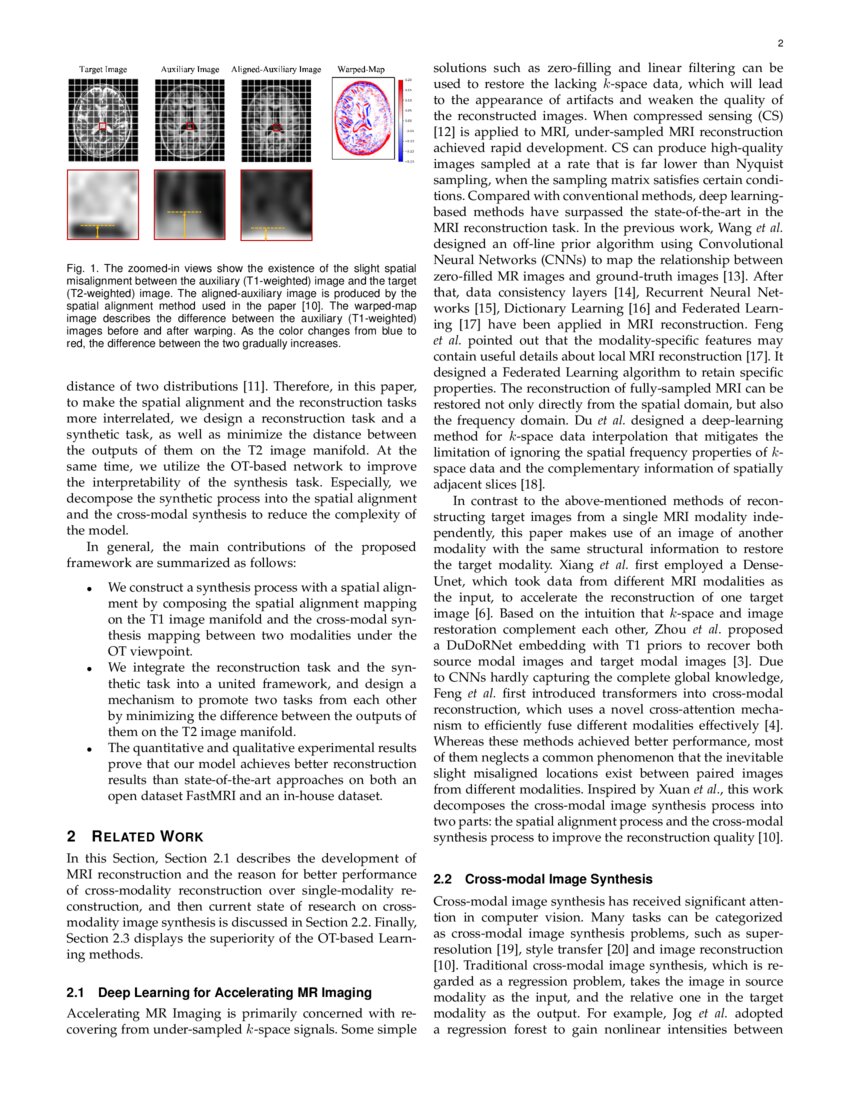 Spatial and Modal Optimal Transport for Fast Cross-Modal MRI Reconstruction | DeepAI