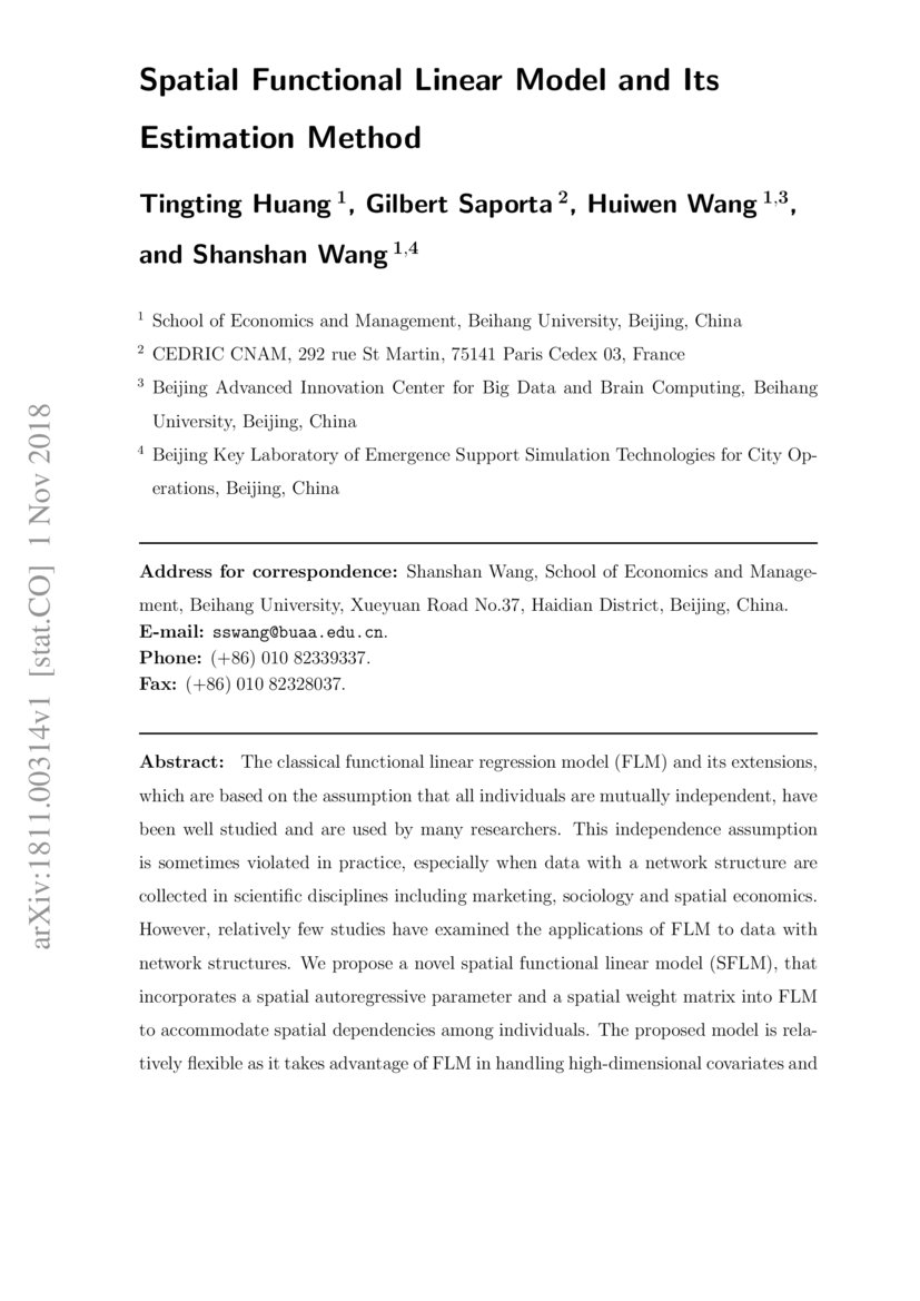 Spatial Functional Linear Model And Its Estimation Method Deepai