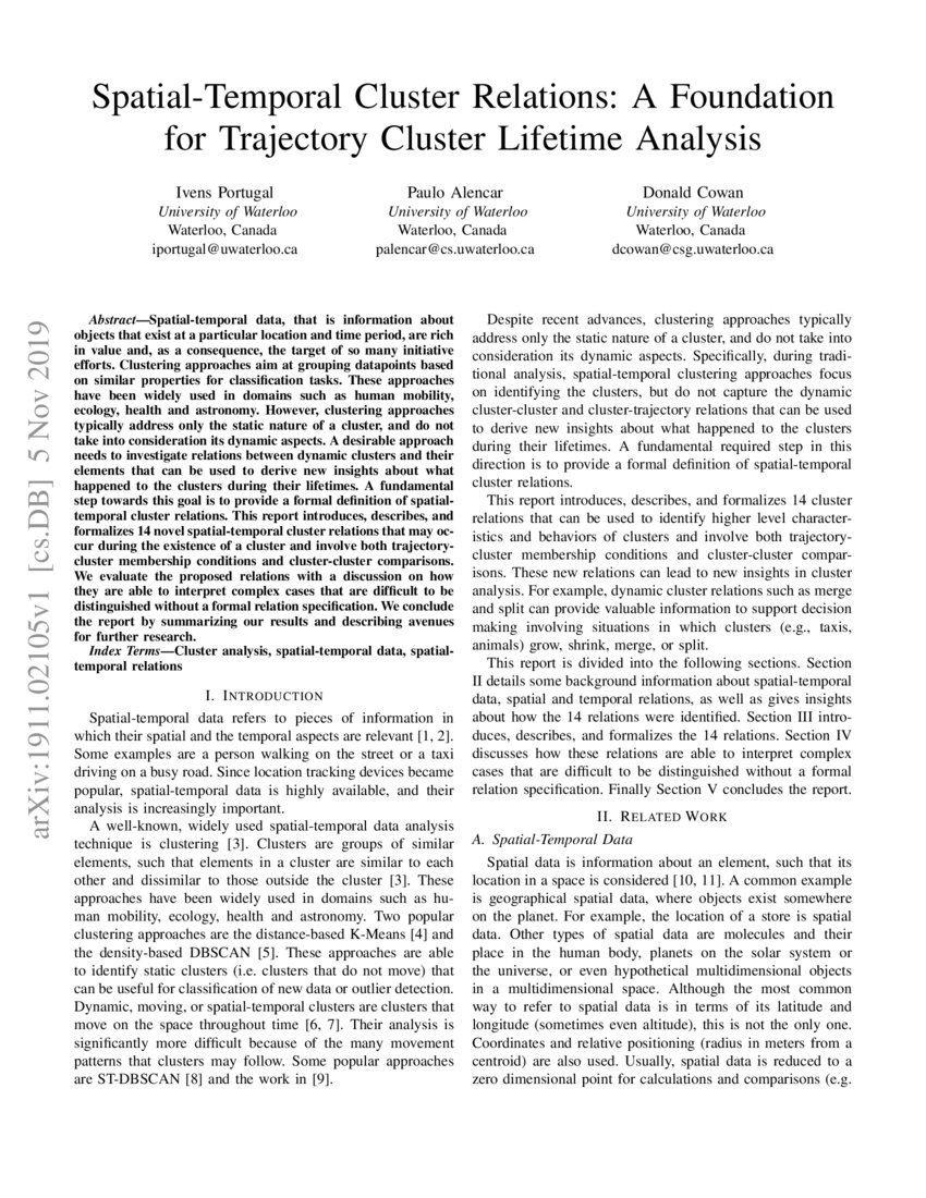Spatial Temporal Cluster Relations A Foundation For Trajectory Cluster Lifetime Analysis Deepai