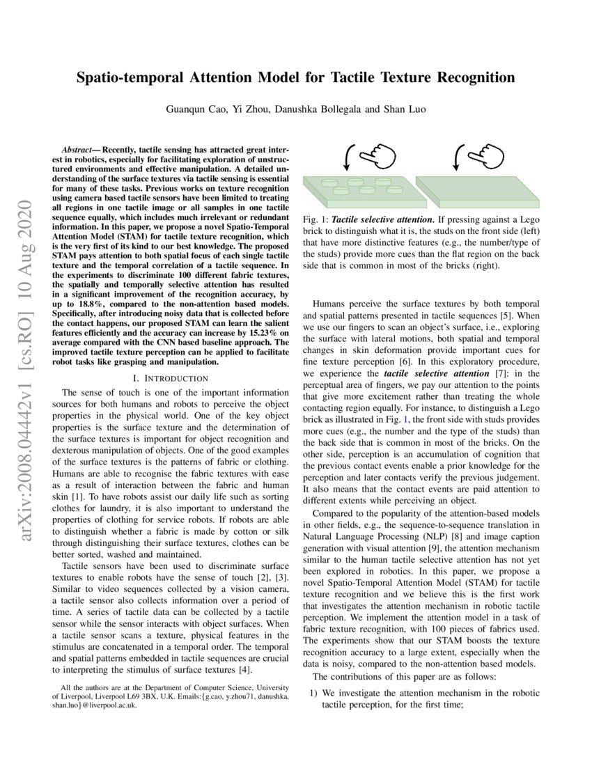 Spatio Temporal Attention Model For Tactile Texture Recognition Deepai