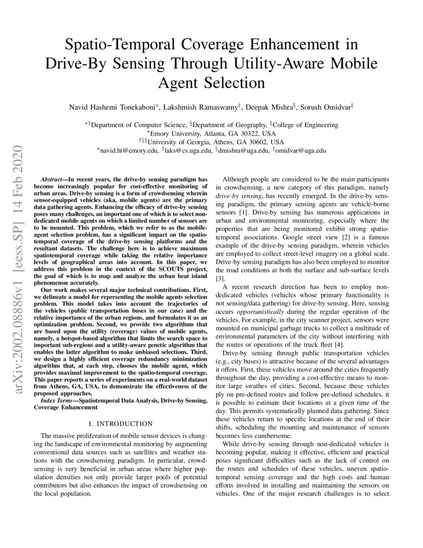 Spatio Temporal Coverage Enhancement In Drive By Sensing Through