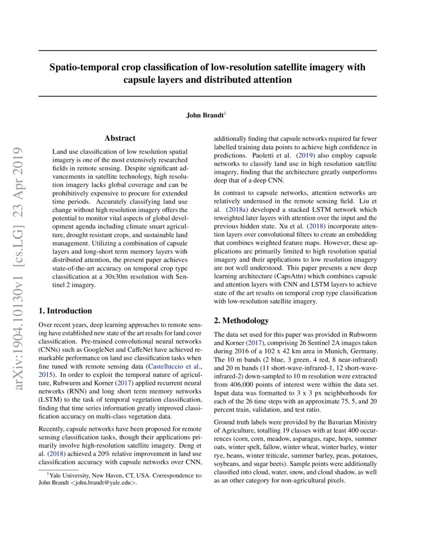 Spatio Temporal Crop Classification Of Low Resolution Satellite Imagery With Capsule Layers And
