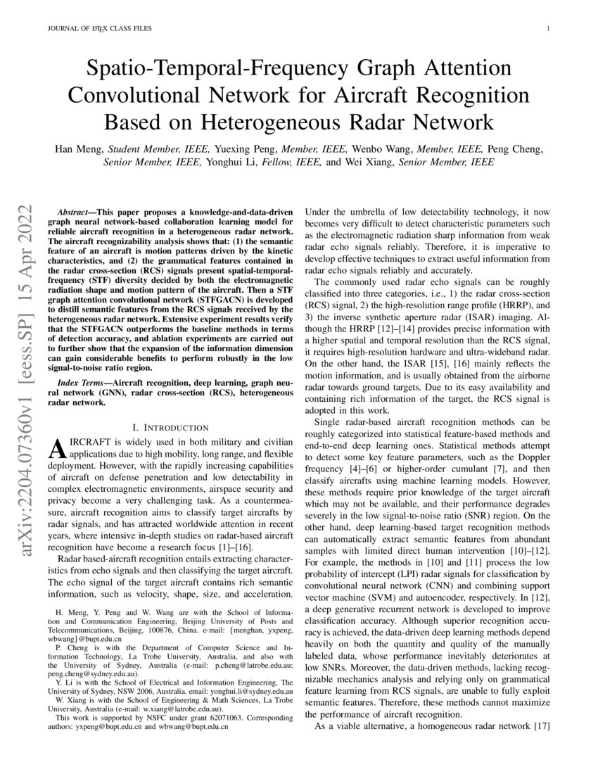 Spatio-Temporal-Frequency Graph Attention Convolutional Network for Aircraft Recognition Based ...