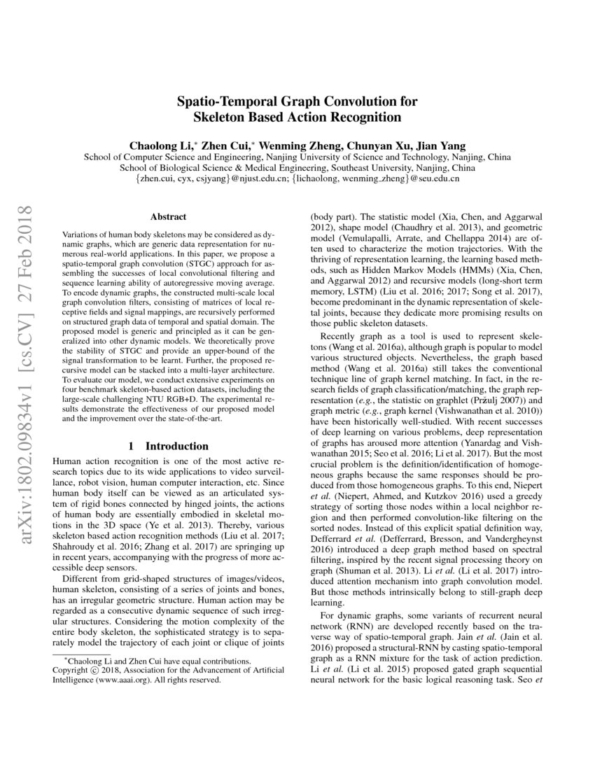 Spatio Temporal Graph Convolution For Skeleton Based Action Recognition