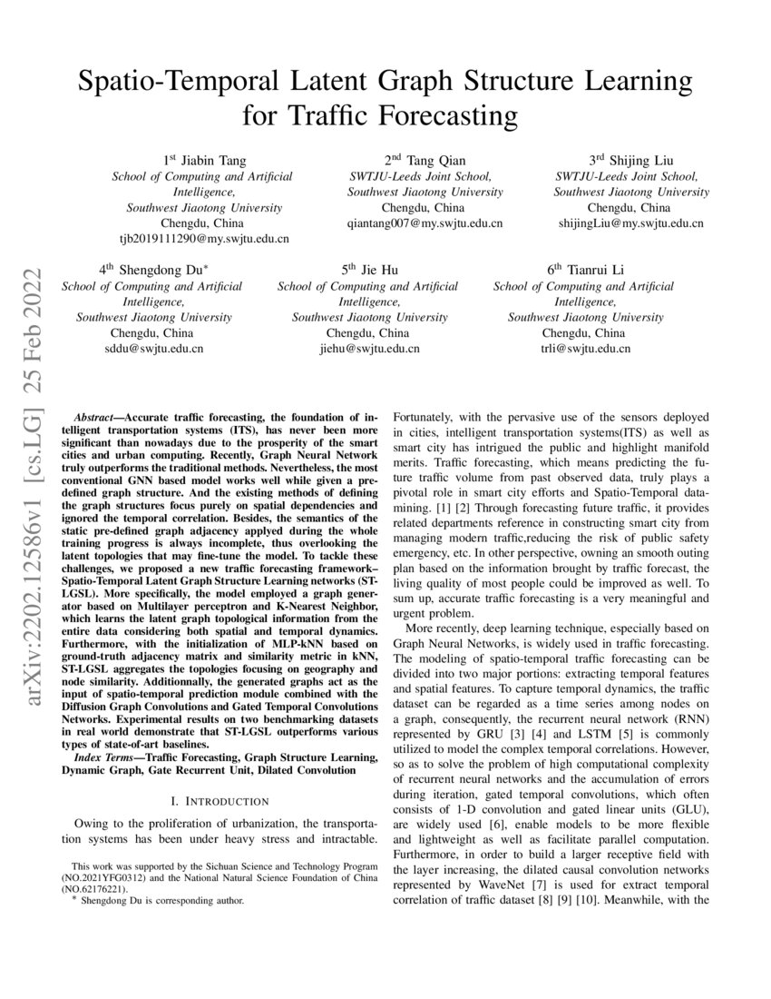 Spatio-Temporal Latent Graph Structure Learning for Traffic Forecasting | DeepAI