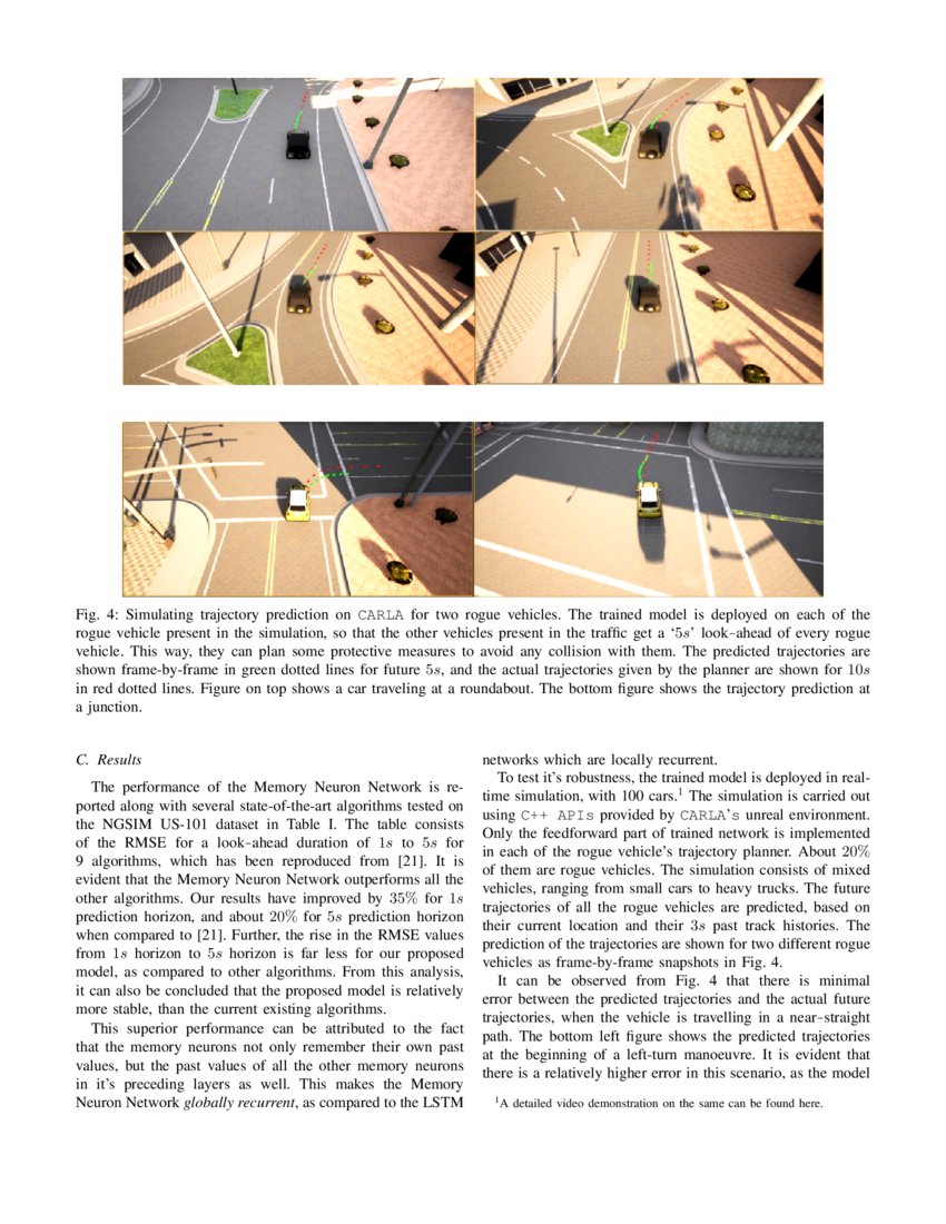 Spatio Temporal Look Ahead Trajectory Prediction Using Memory Neural