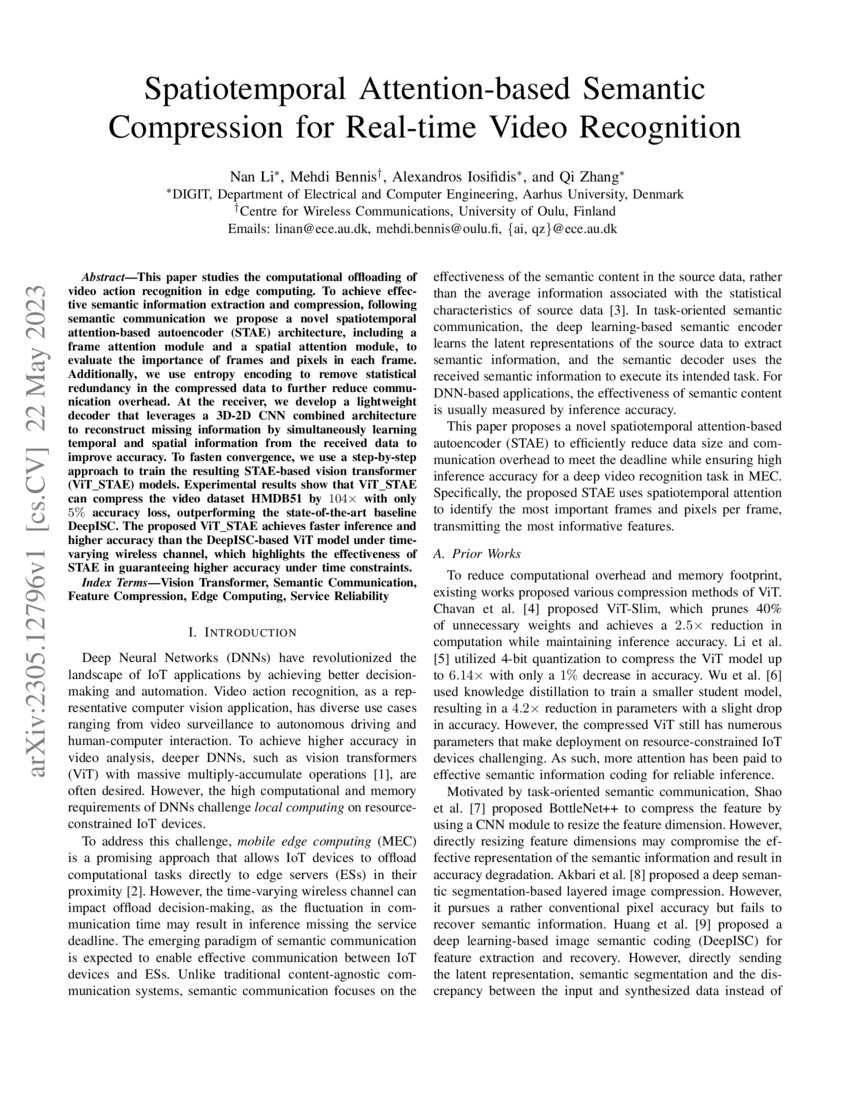 Spatiotemporal Attention Based Semantic Compression For Real Time Video