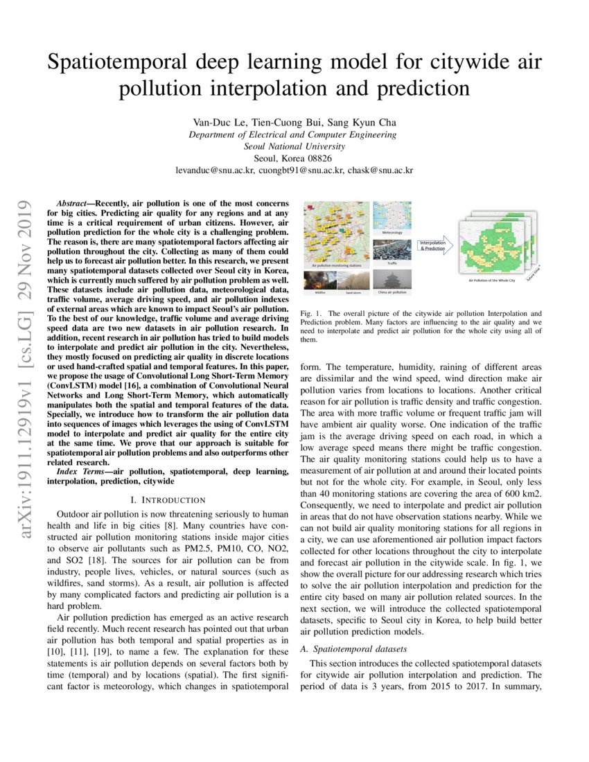 Spatiotemporal Deep Learning Model For Citywide Air Pollution