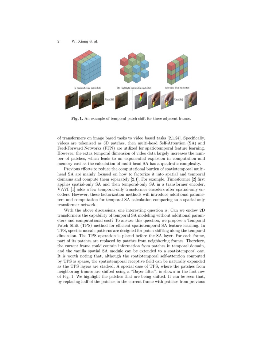 Spatiotemporal Self Attention Modeling With Temporal Patch Shift For
